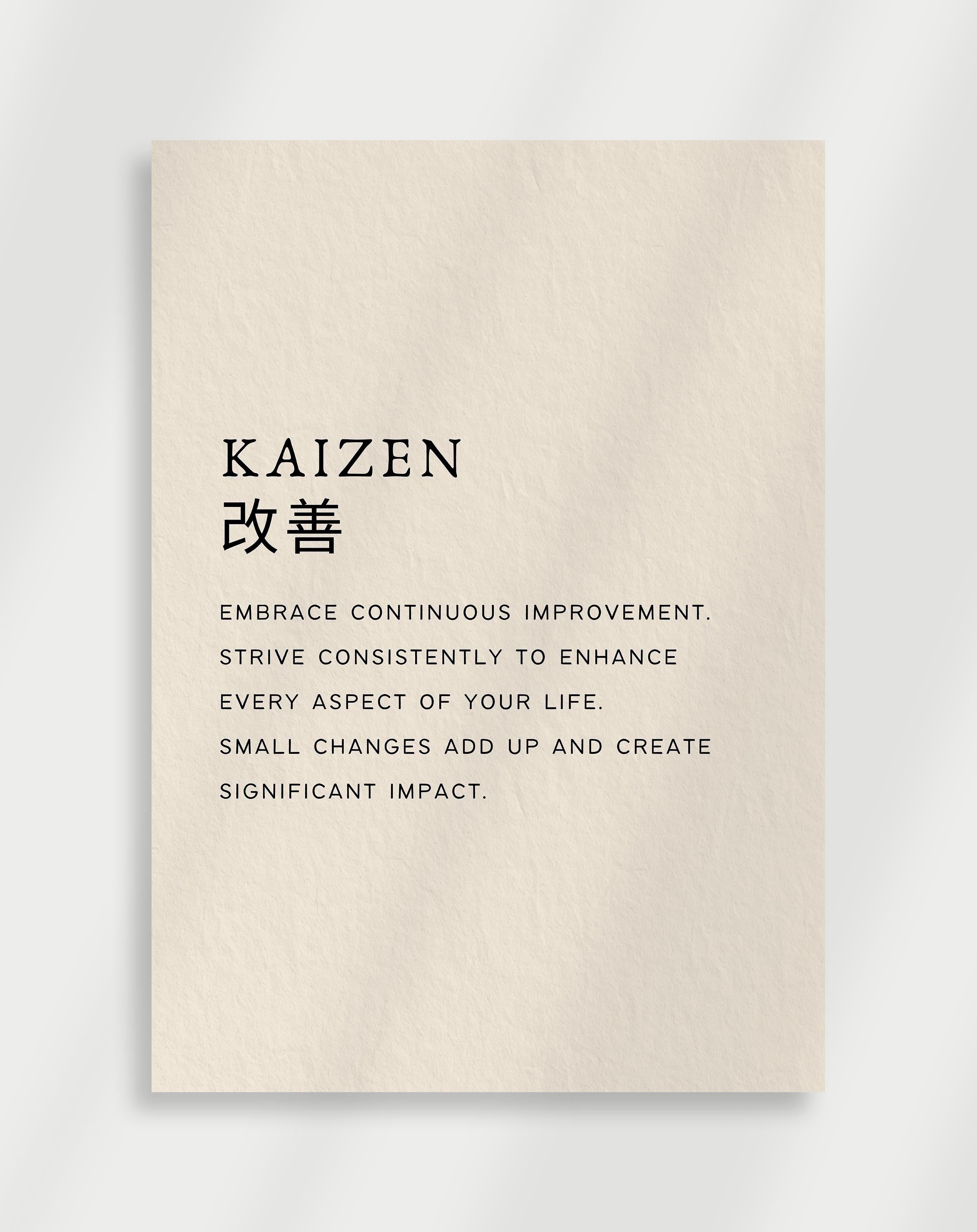 Kaizen-poster – Japansk minimalistisk citatväggkonst – PALSPOSTER